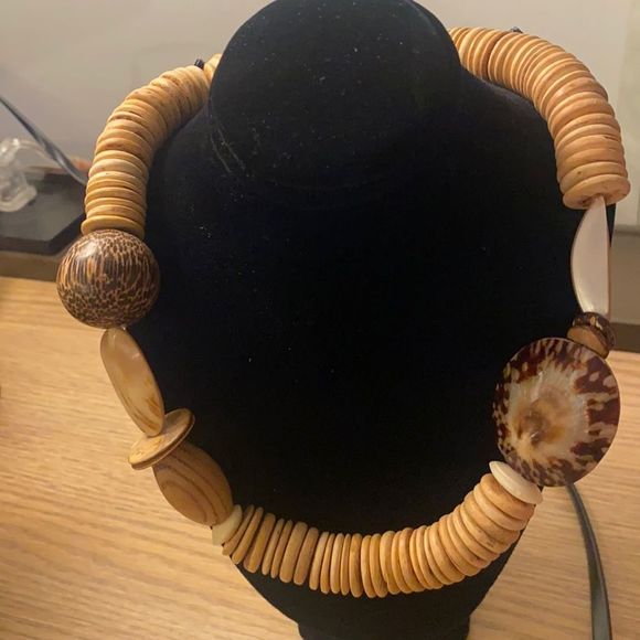 Vintage | Jewelry | Vintagewood And Seashell Statement Collarchunky ...